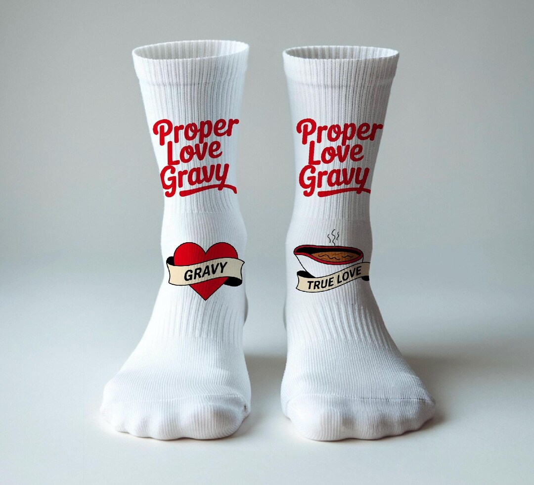 Proper Love Gravy Socks | Gravy Food Collage White Socks - Etsy