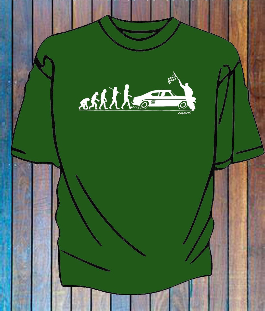 Ford Capri. 'evolution of Man' Chequered Flag T-shirt Tee Shirt - Etsy