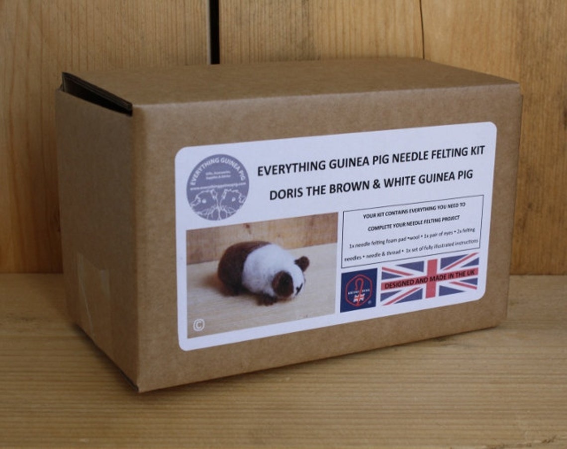 Needle Felted Guinea Pig Craft Kit [doris Brown & White] - Etsy