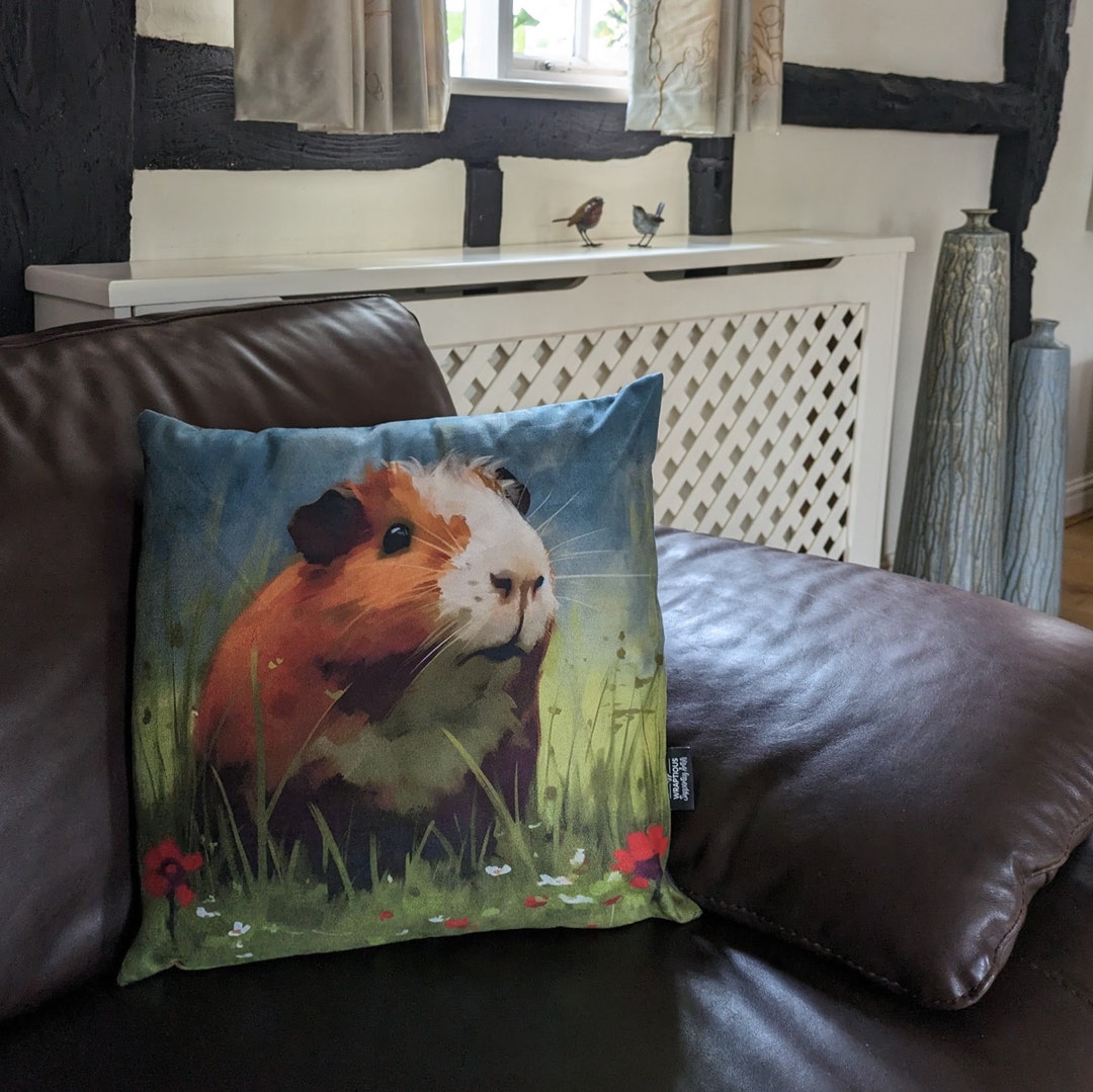 Guinea Pig Cushion Pillow (red Flowers) Guinea Pigs, Guinea Pig Gifts ...