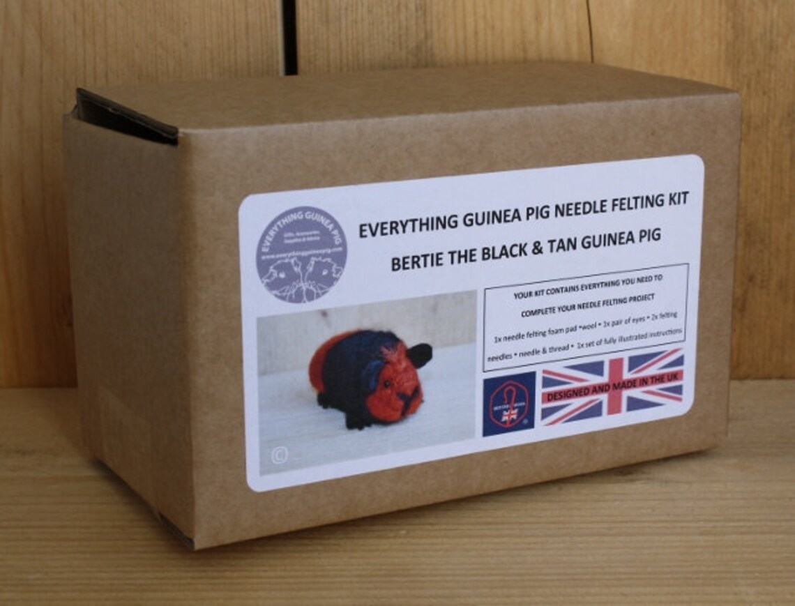 Needle Felted Guinea Pig Craft Kit [bertie Black & Tan] - Etsy