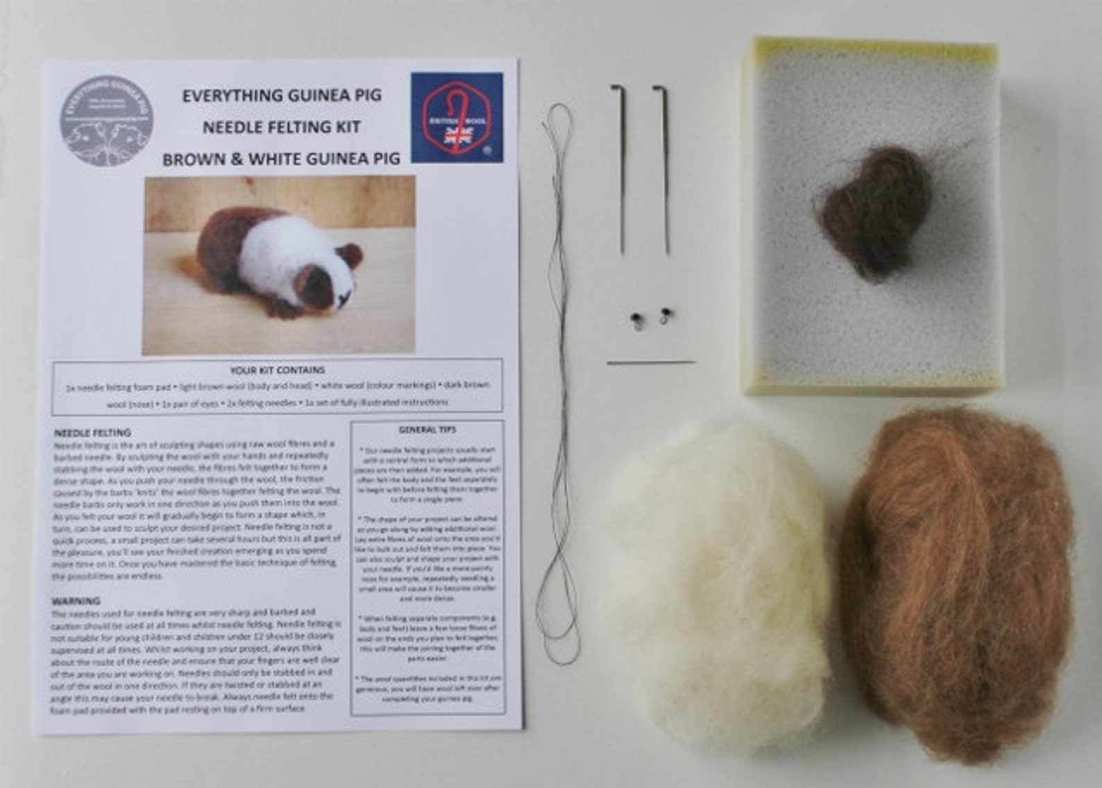Needle Felted Guinea Pig Craft Kit [doris Brown & White] - Etsy