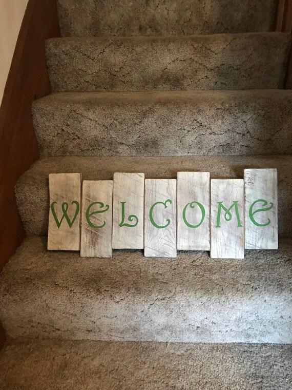 Hanging Reclaimed Barn Wood Welcome Sign | Etsy
