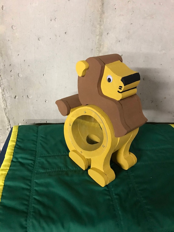 Lion Wooden Piggy Bank | Etsy