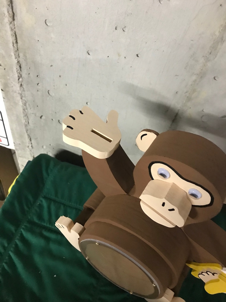 Banana Monkey wooden piggy bank | Etsy