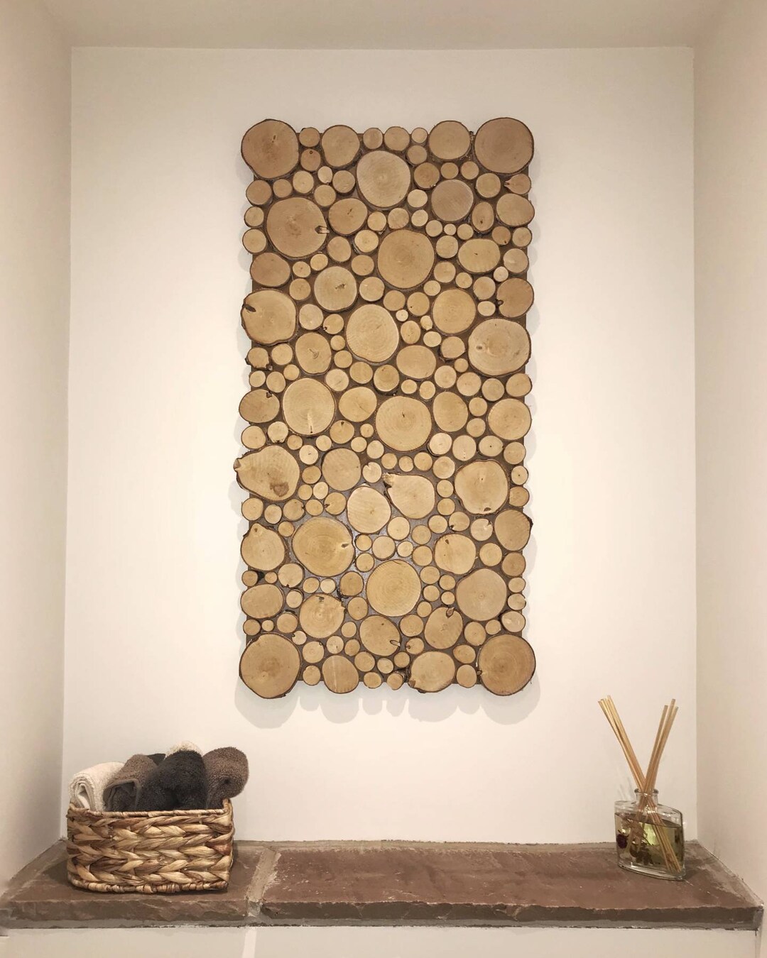 Wooden Slices Panel Wooden Slices Wall Art Wooden Logs Panel Wood Wall ...