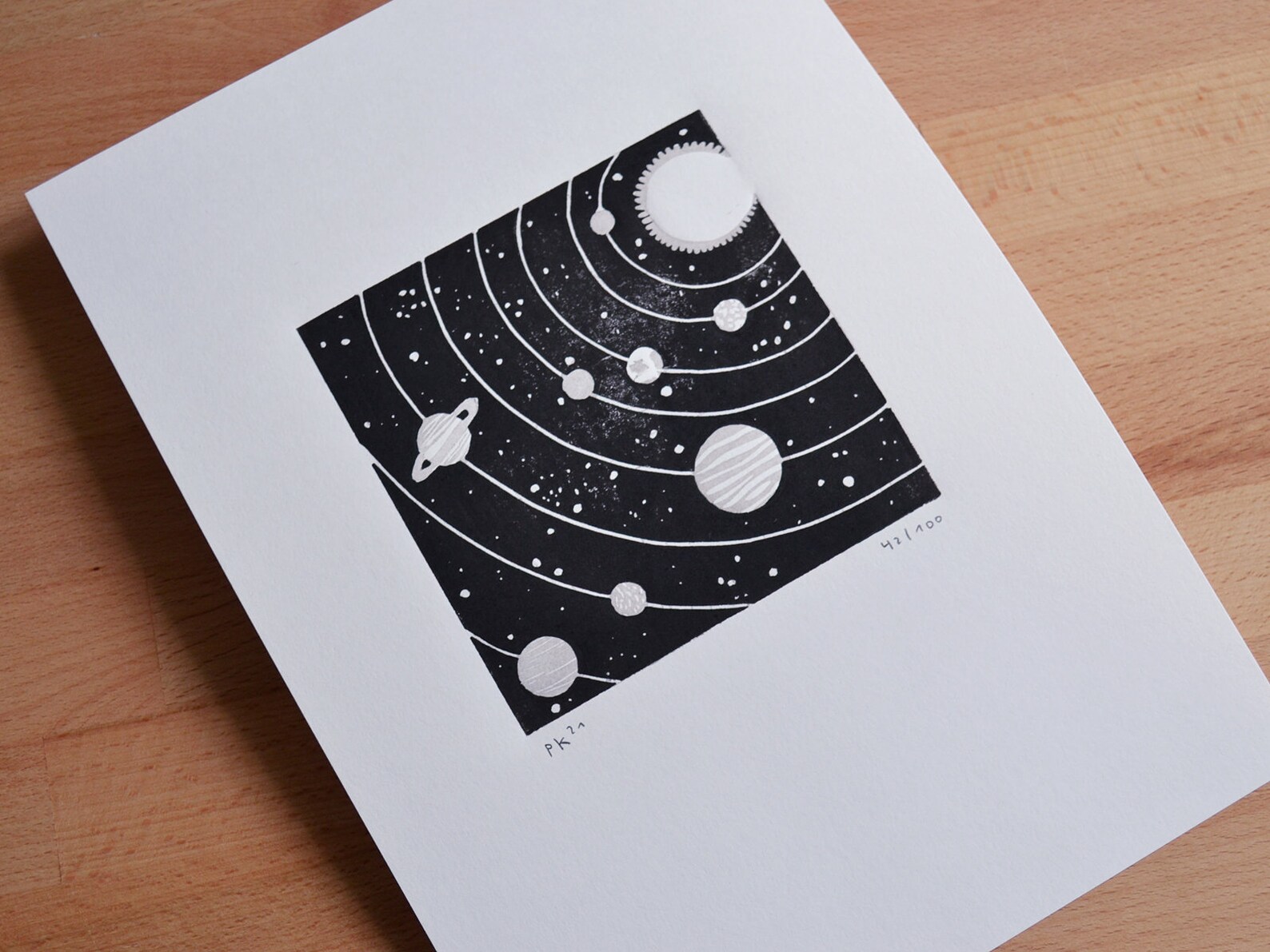 Space 3 Original Linocut Limited Edition - Etsy Ireland