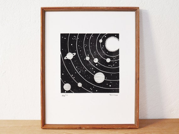 Space 3 Original Linocut Limited Edition - Etsy Ireland