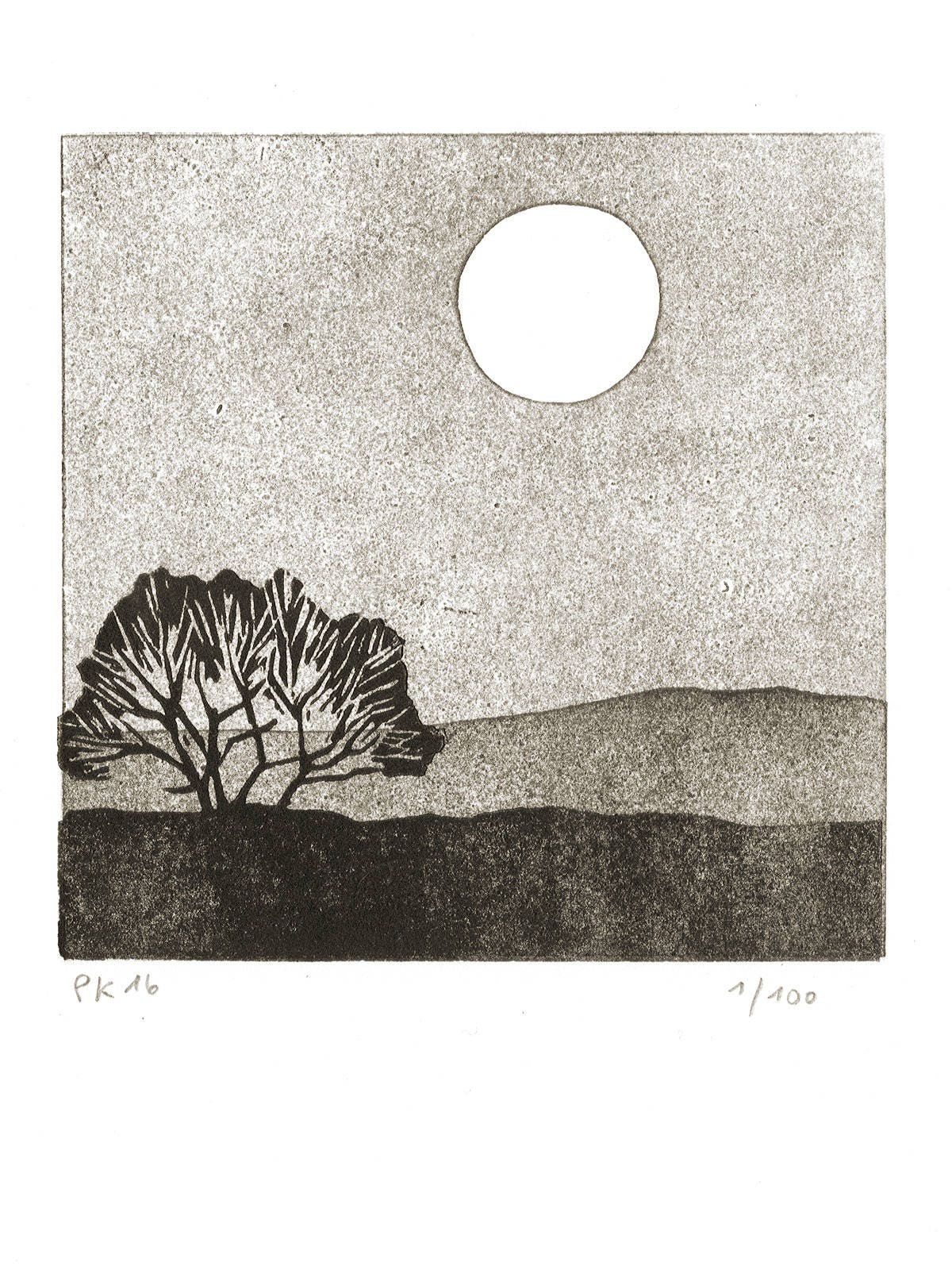 Moon series 11 original linocut Limited Edition DIN A5 | Etsy