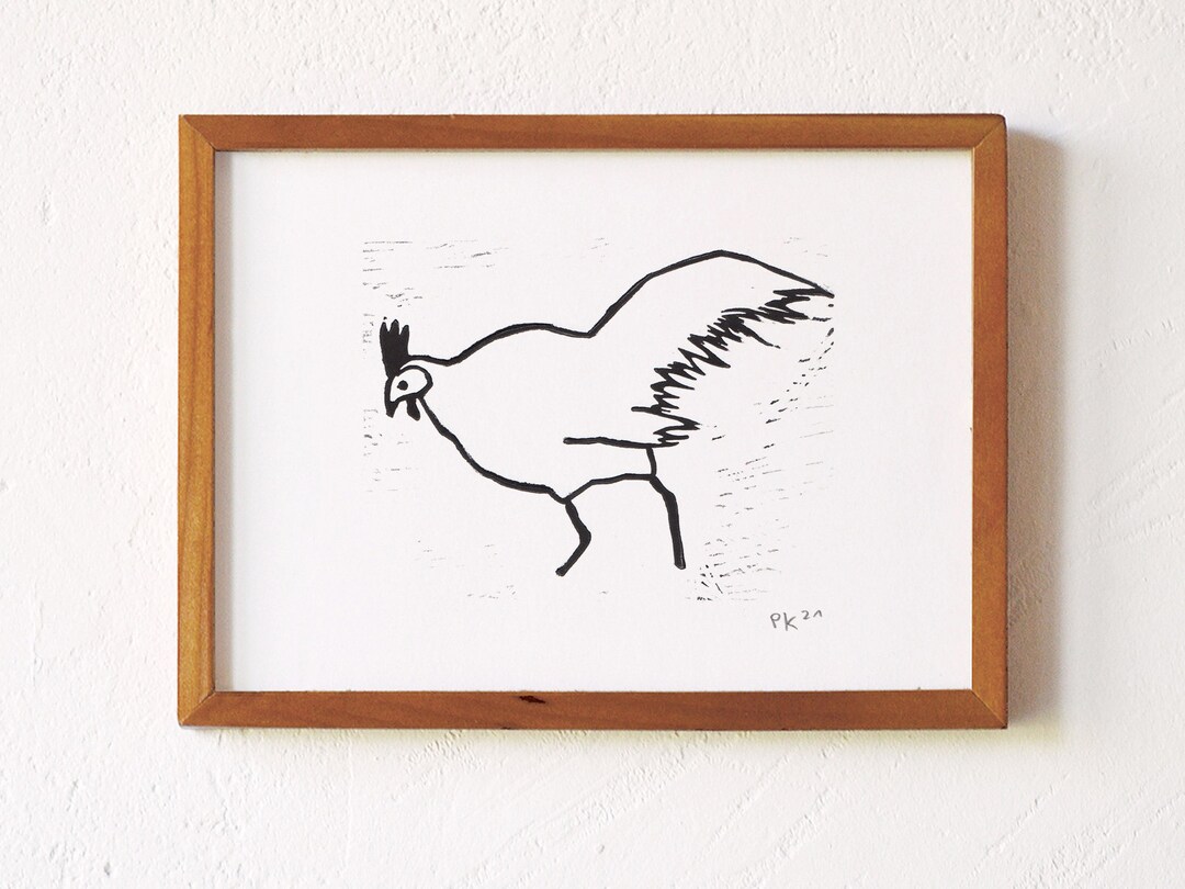 Rooster Original Linocut - Etsy