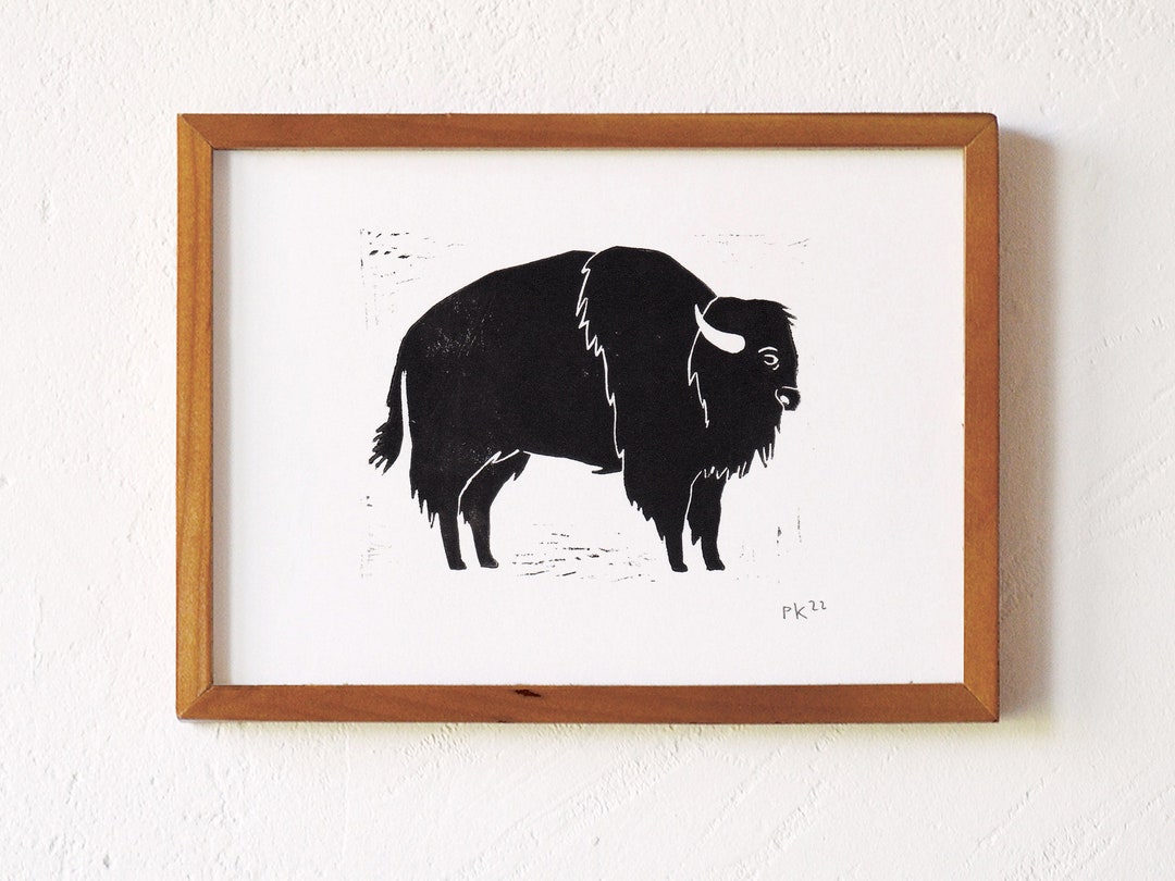 Buffalo · Original Linocut - Etsy
