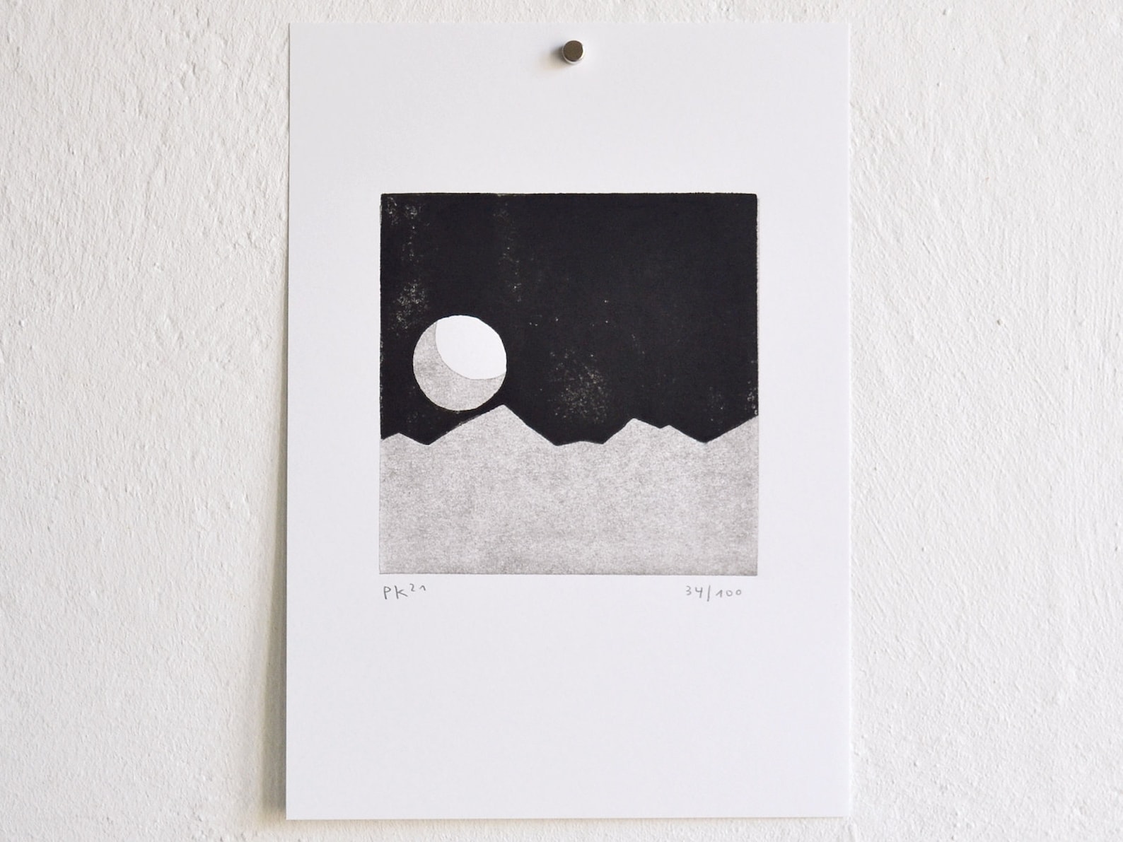 Moon Series 5 Original Linocut Limited Edition - Etsy