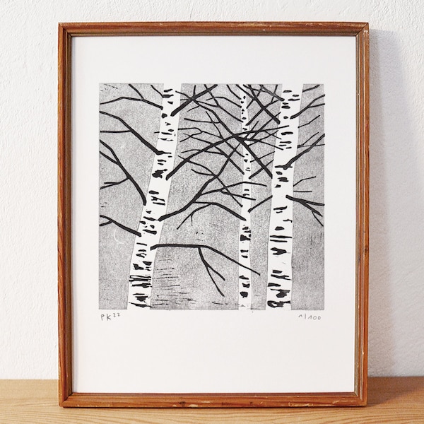 Trees Linocut - Etsy UK