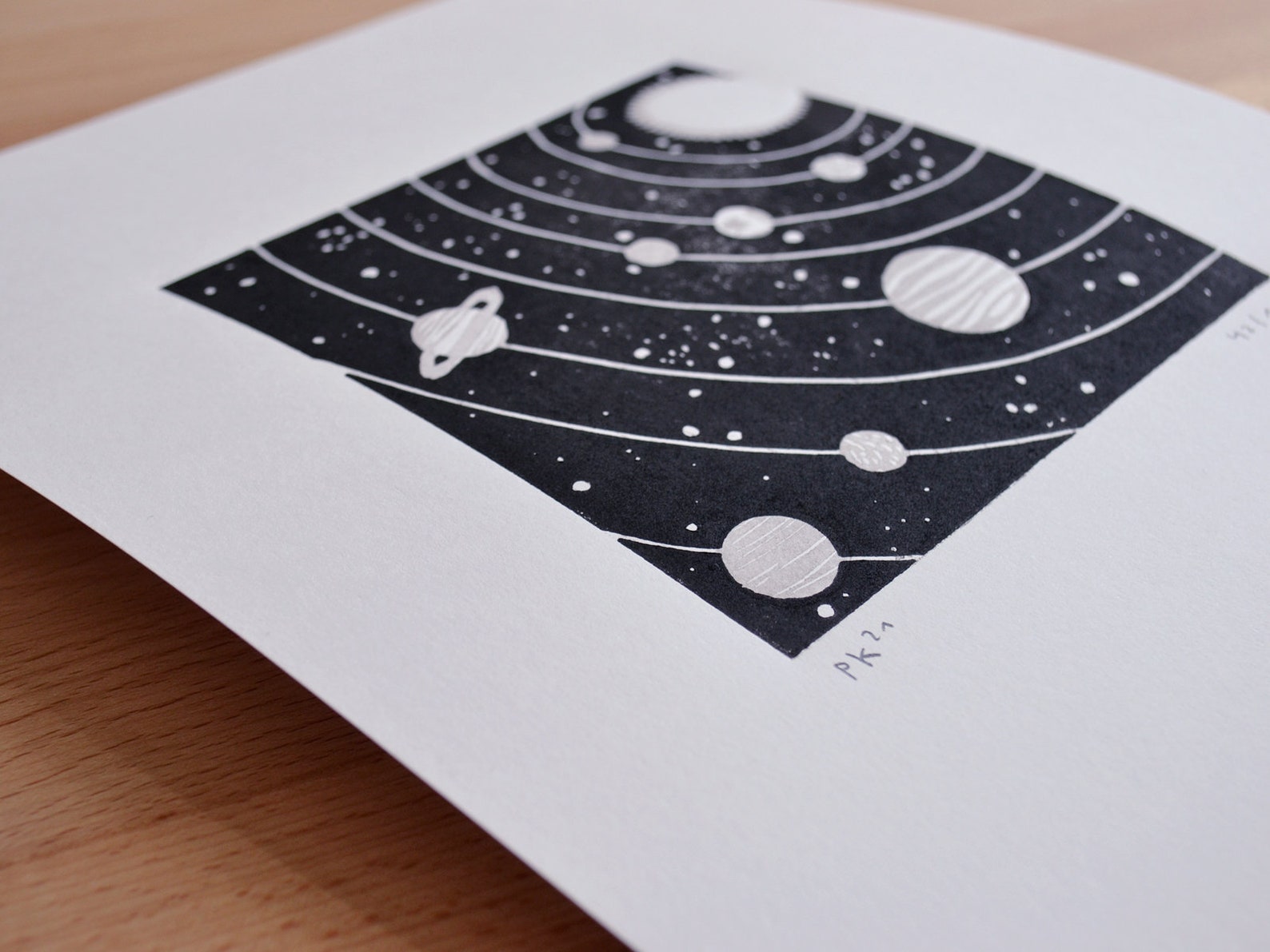 Space 3 Original Linocut Limited Edition - Etsy