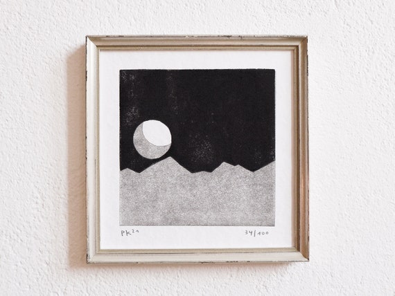 Moon Series 5 Original Linocut Limited Edition - Etsy
