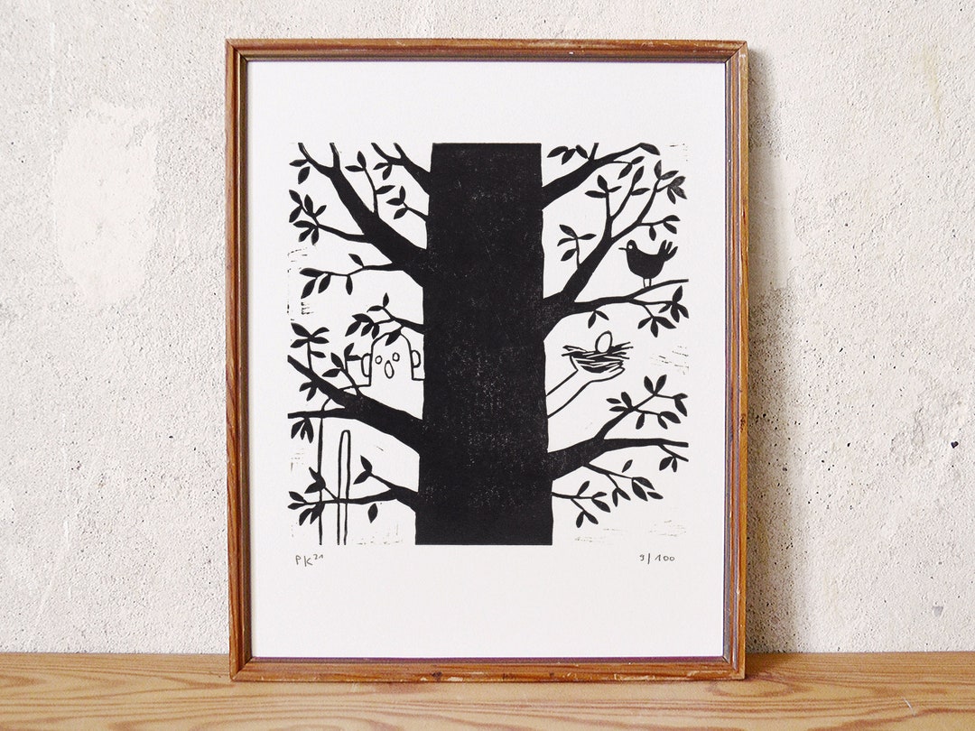 Humano 7 linocut original limitado y firmado Din A4 Arte Impresión de ...