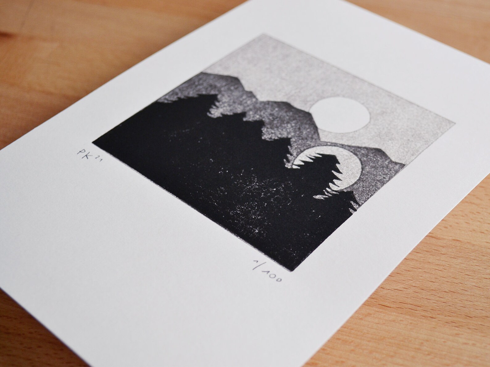 Moon Series 6 Original Linocut Limited Edition - Etsy