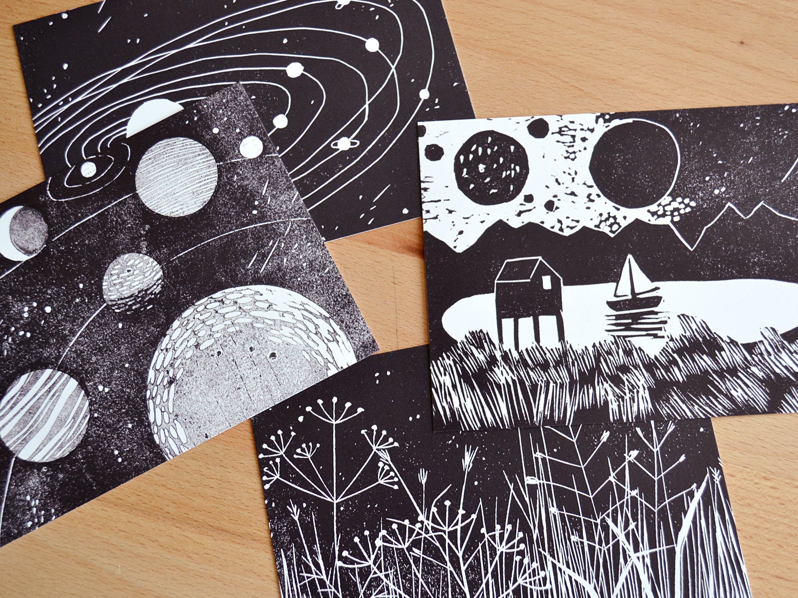 Postcard Set of 4 "stars and Planets" - Etsy Ireland