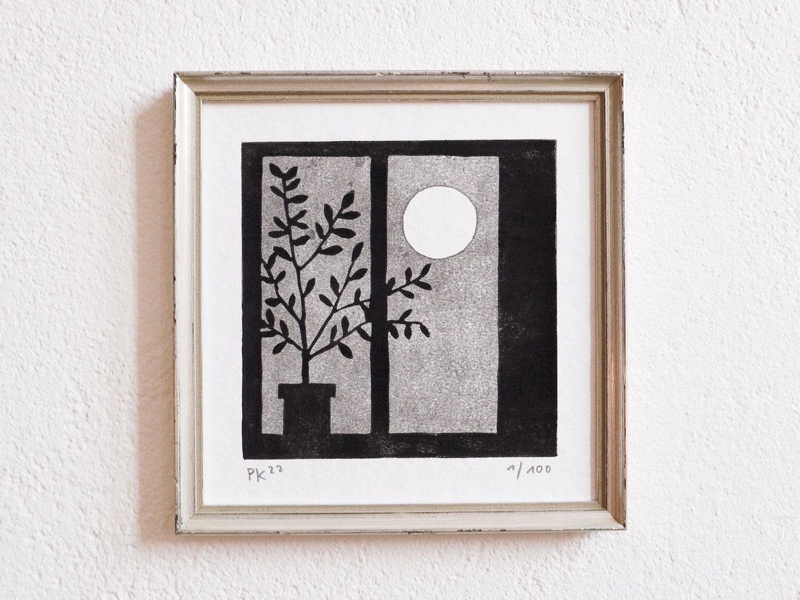 Moon Series 9 Original Linocut Limited Edition - Etsy