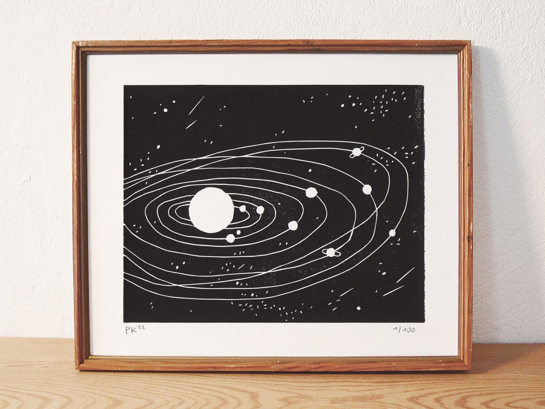 Space 1 Original Linocut Limited Edition - Etsy
