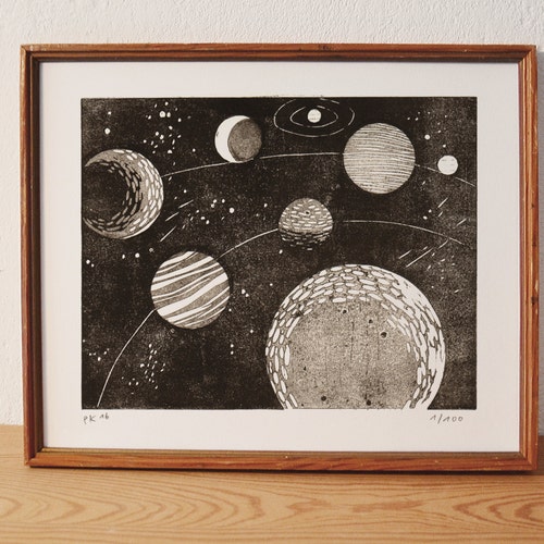 Beatrix Bee in Ochre Scandi Folk Art Limited Edition Linocut | Etsy UK