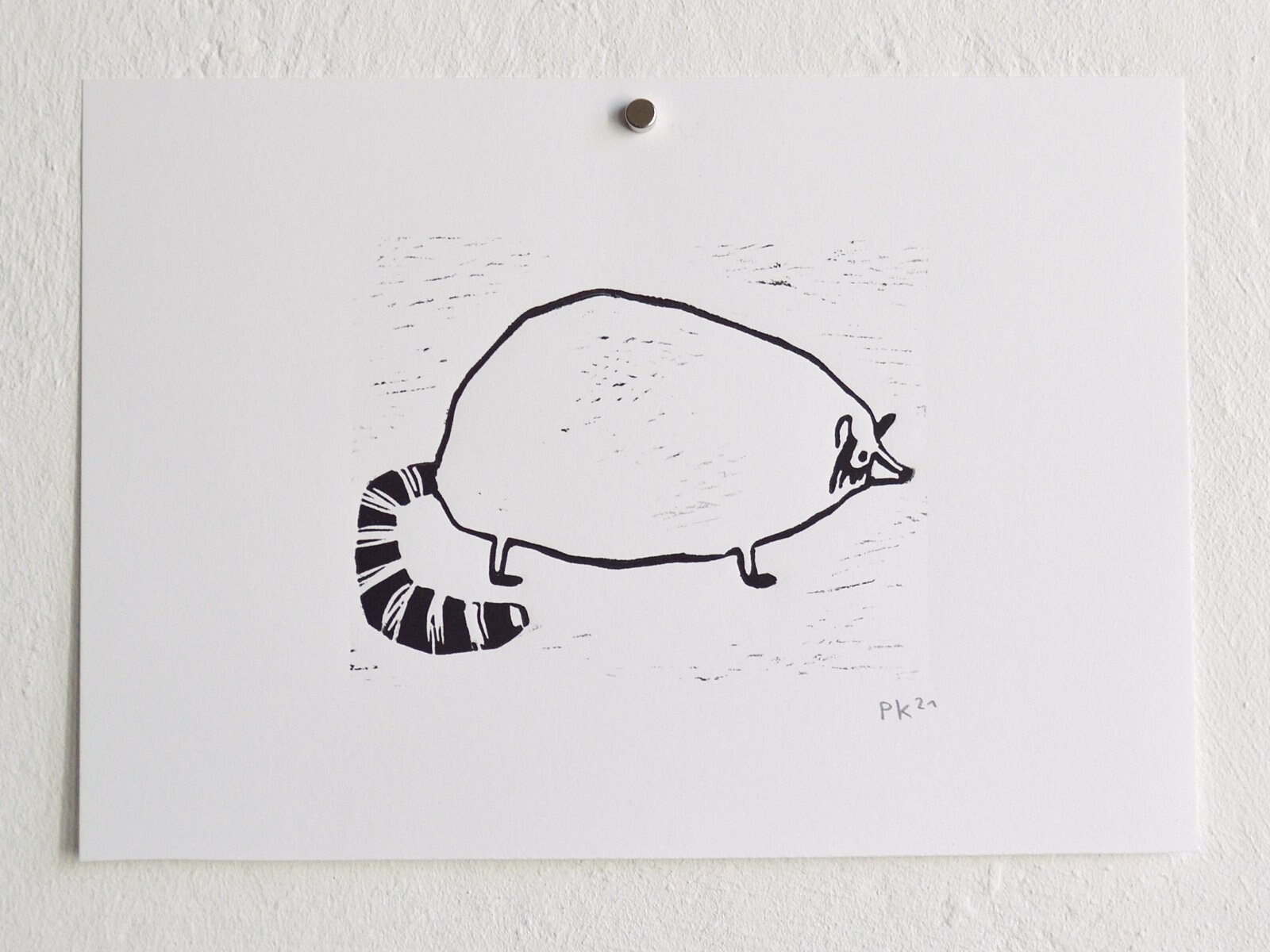 Racoon Original Linocut | Etsy