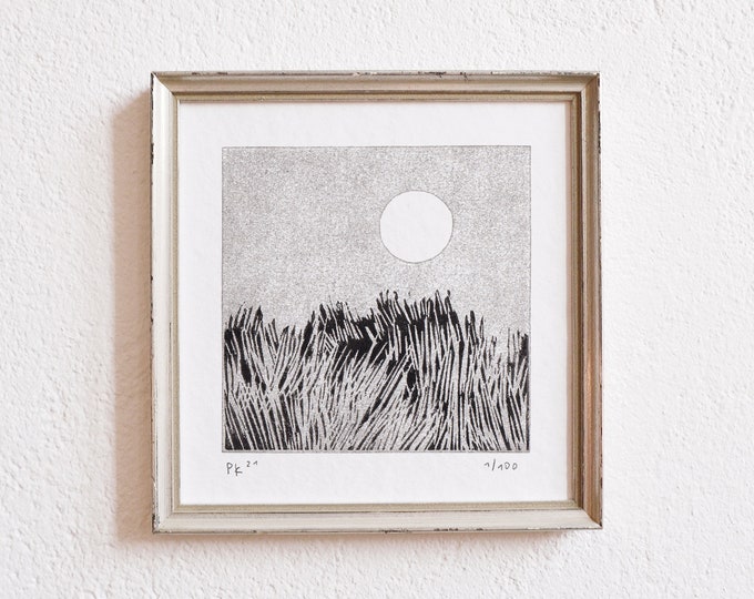 Moon Series 1 Original Linocut Limited Edition - Etsy
