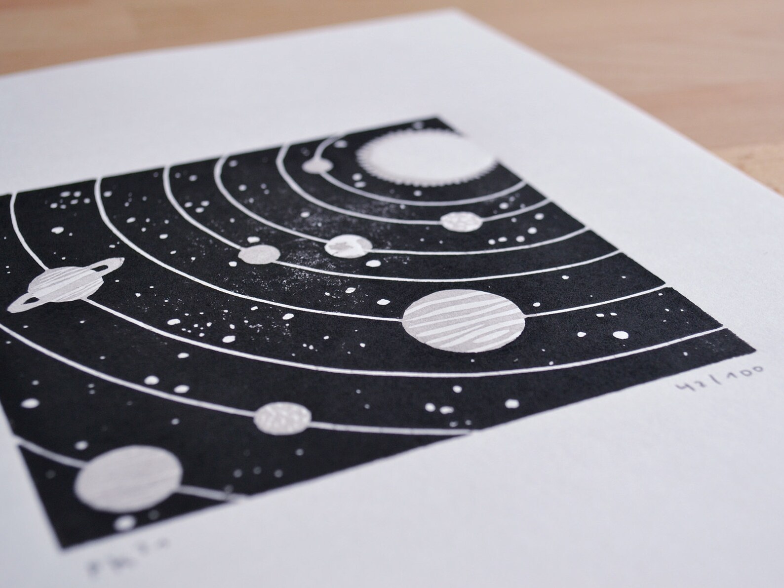 Space 3 Original Linocut Limited Edition - Etsy Ireland