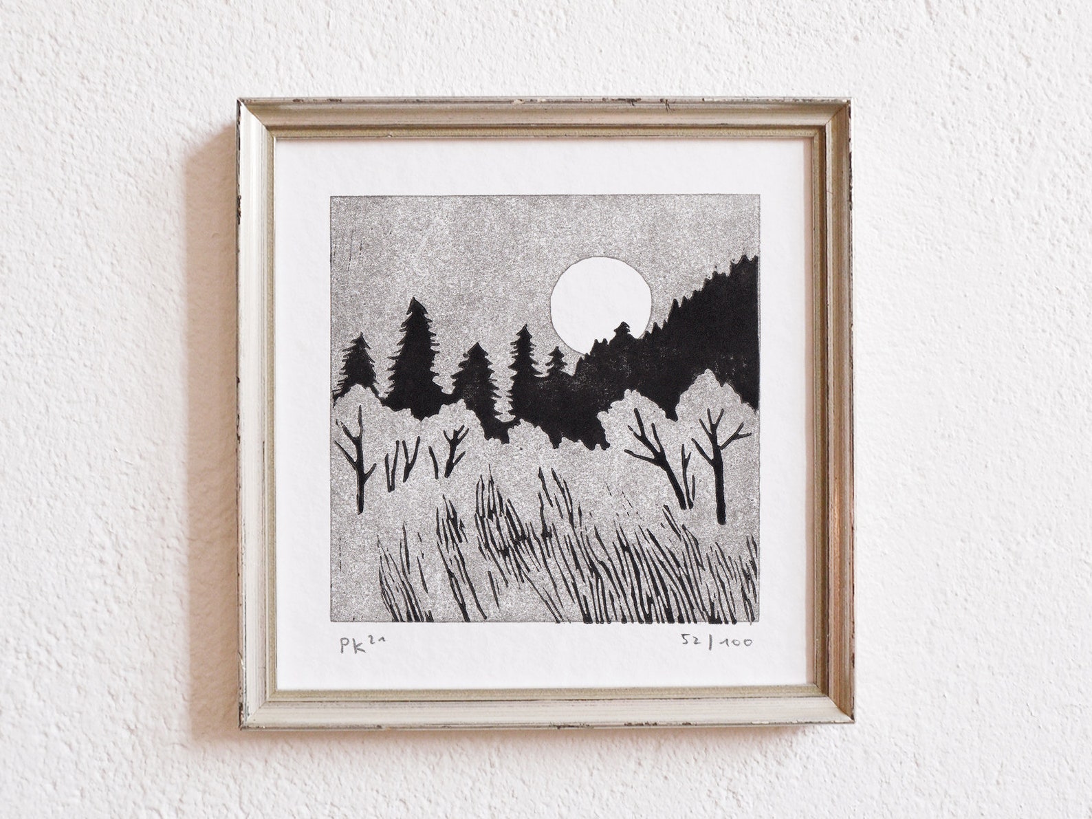 Moon Series 10 Original Linocut Limited Edition | Etsy