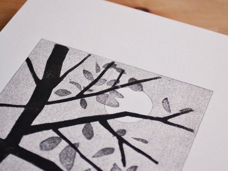 Moon Series 8 Original Linocut Limited Edition - Etsy New Zealand