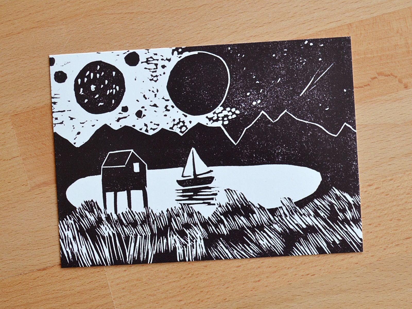 Postcard Set of 4 "stars and Planets" - Etsy