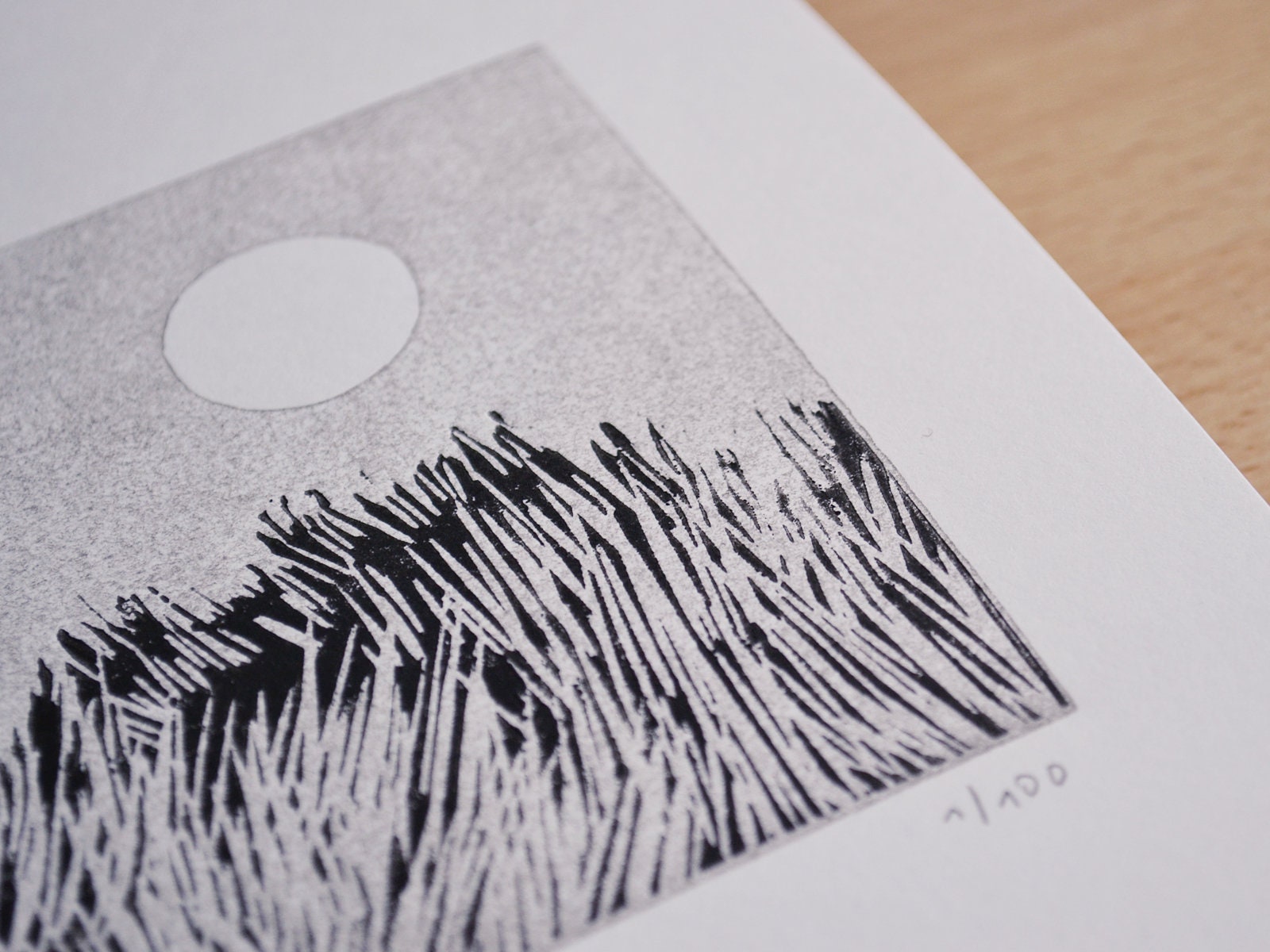 Moon Series 1 Original Linocut Limited Edition - Etsy