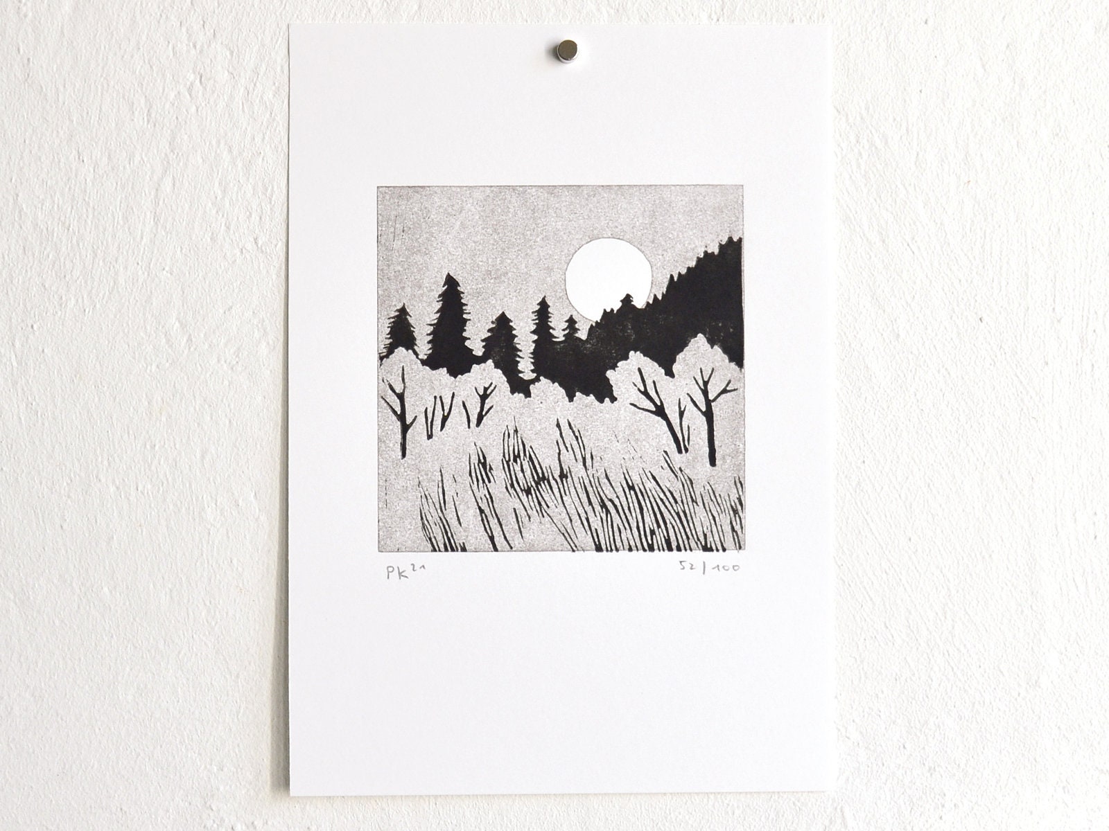 Moon Series 10 Original Linocut Limited Edition - Etsy