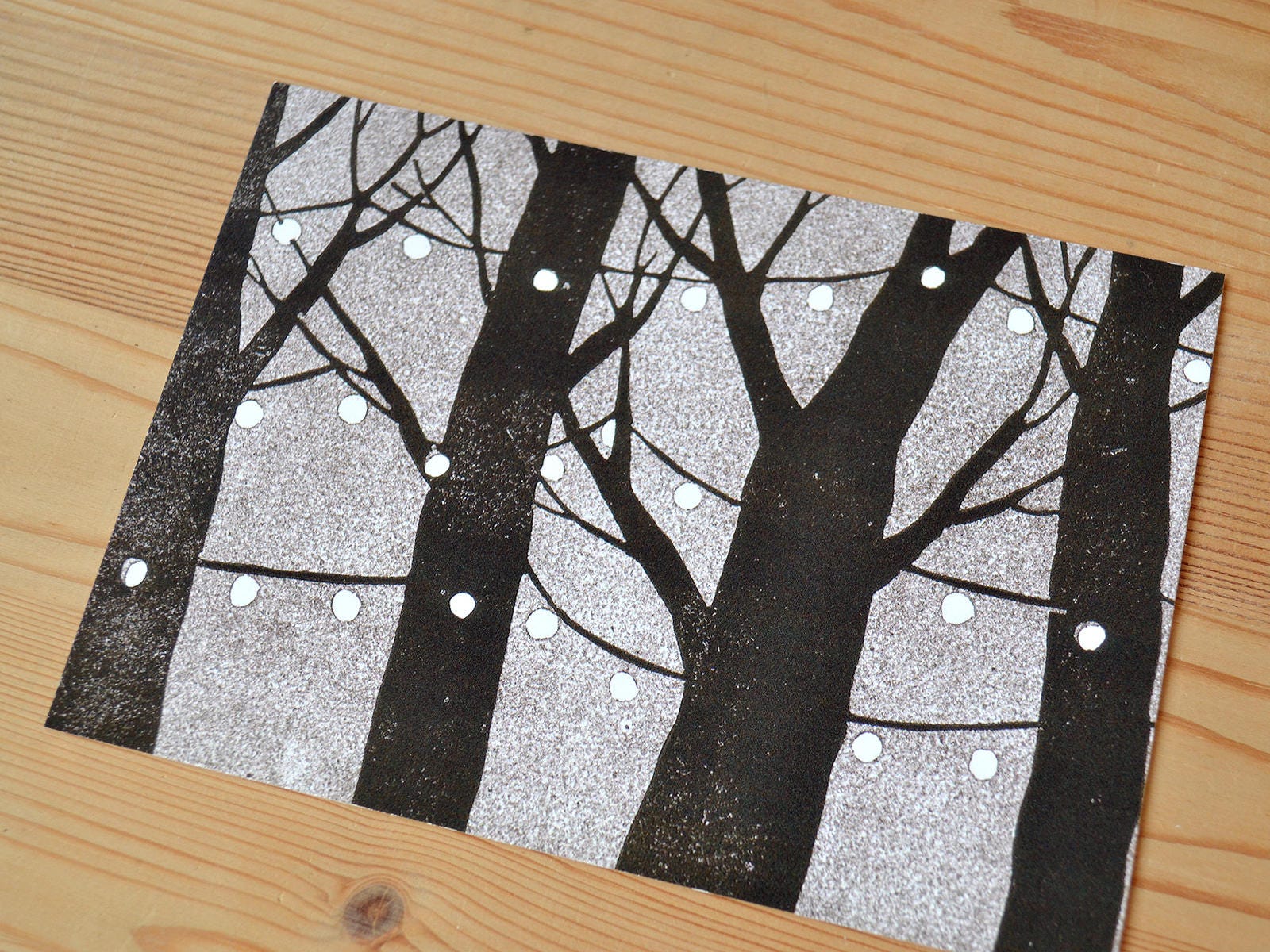 Postcard Set of 4 "trees" - Etsy