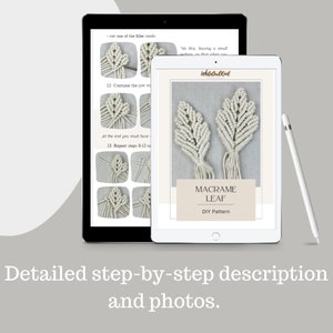 DIY Macrame Leaf Pattern. Tep-by-step DIY PDF Pattern: Create Stunning Floral Macramé Designs ...