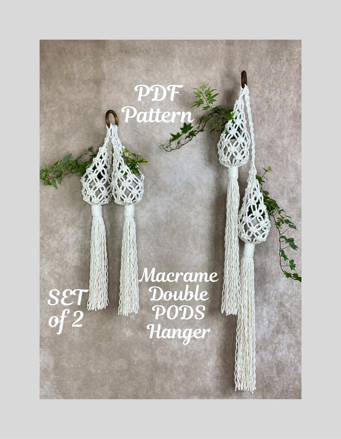 SET of 2 PDF Patterns Macrame Double Pod Planter Macrame - Etsy