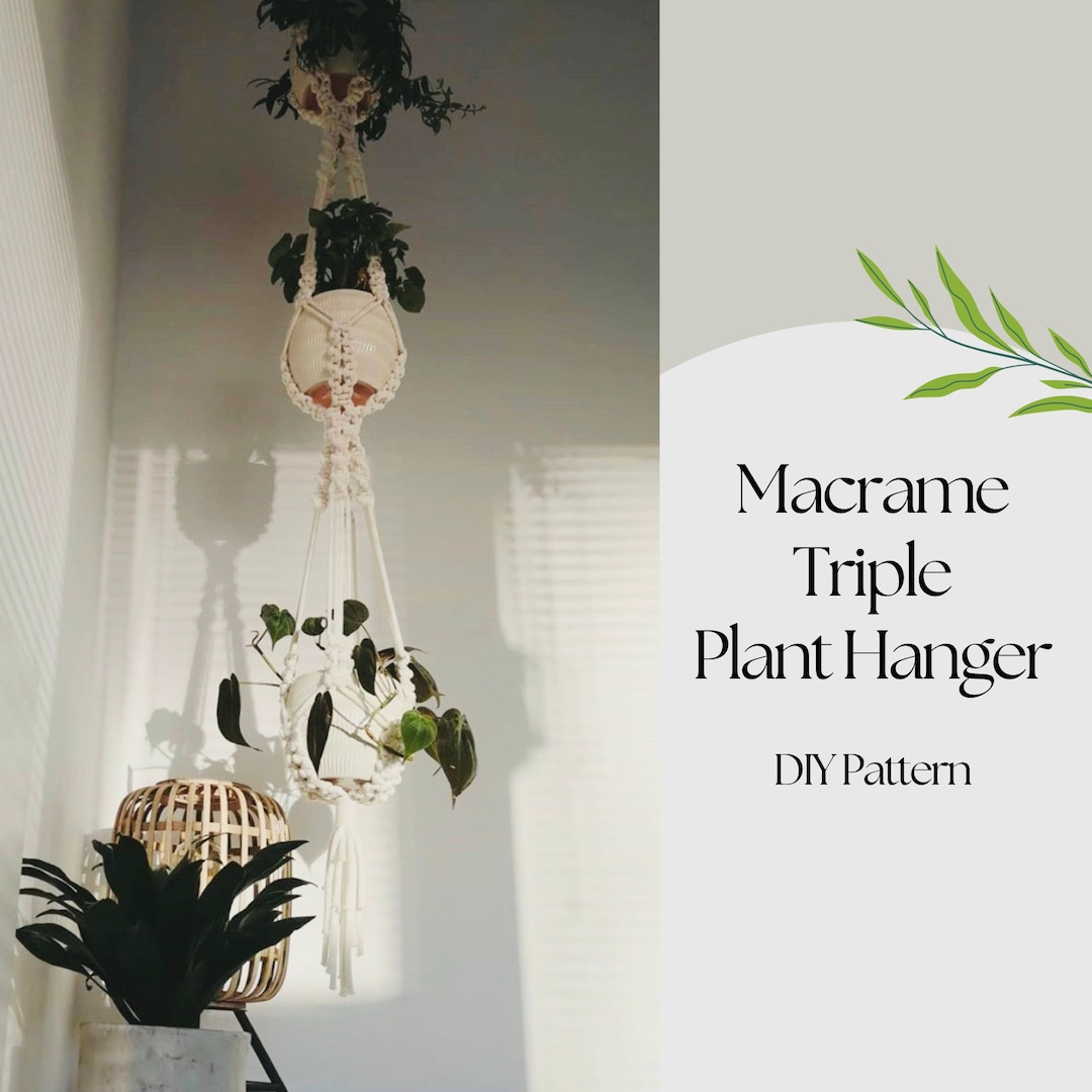 Triple Macrame Plant Hanger Pattern, BEGINNER Macrame, Fantasy Macrame ...