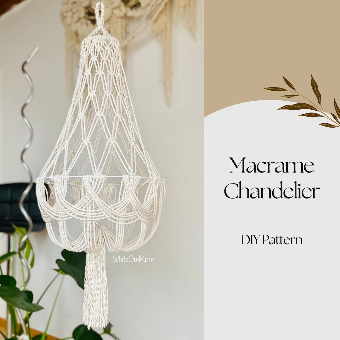 PDF Pattern Macrame Chandelier, Macrame Lampshade DIY Patterb, Macramé ...