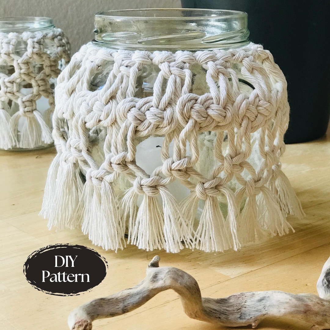 Macrame Jar Cover PDF Pattern - Josephine Knot Tutorial - Macrame ...