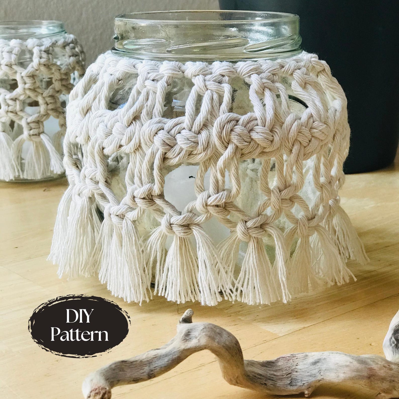 Macrame Jar Cover PDF Pattern - Josephine Knot Tutorial - Macrame ...