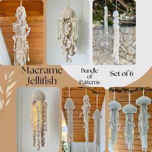 BUNDLE of 6 Macrame Jellyfish DIY Patterns , Macrame PDF Pattern, Ocean ...