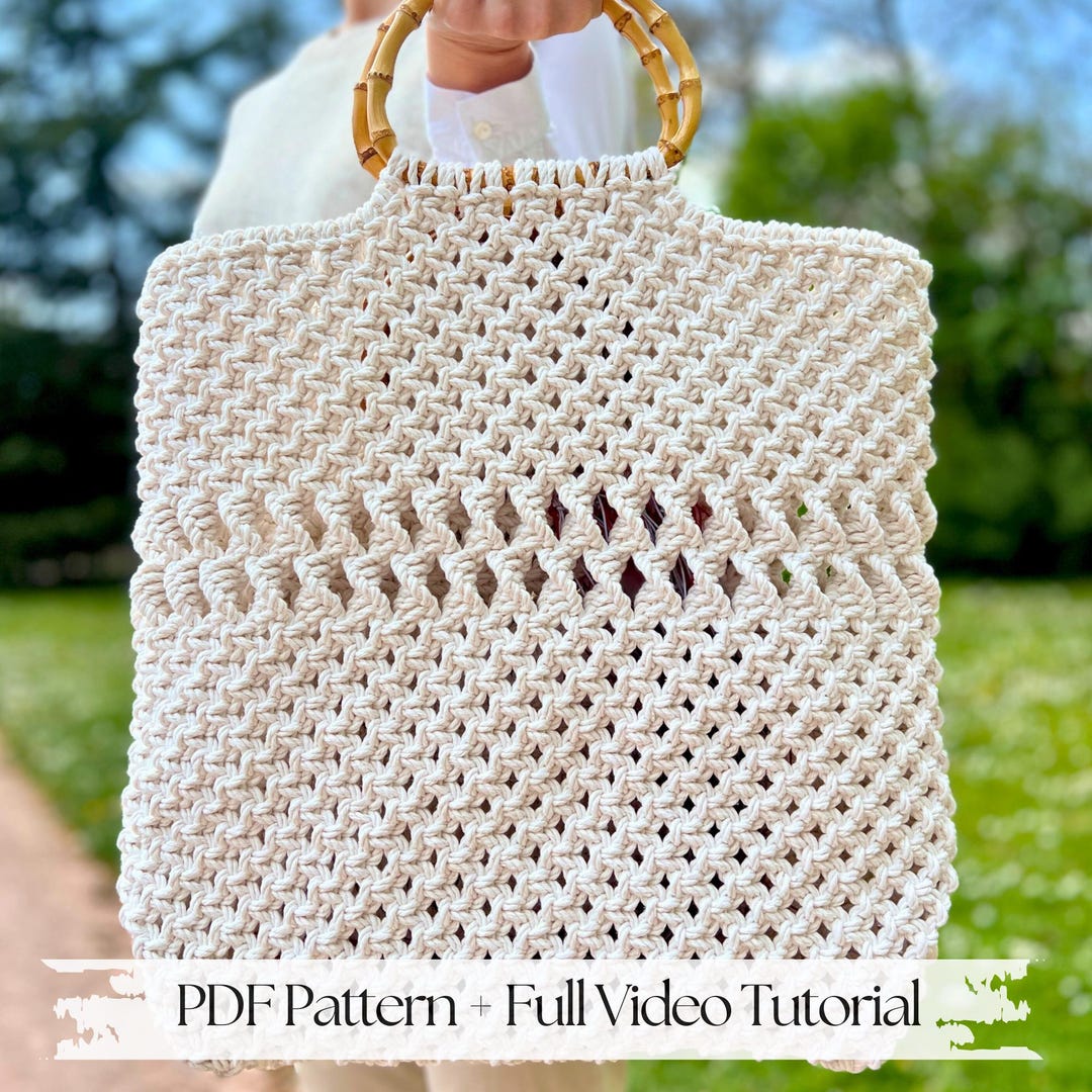 Macrame Tote Bag Pattern PDF With Full Video Tutorial, DIY Handbag ...