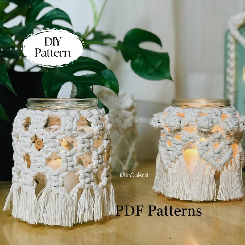 Set of 2 Macrame Jar Cover Patterns PDF – Detailed Macrame Tutorial ...