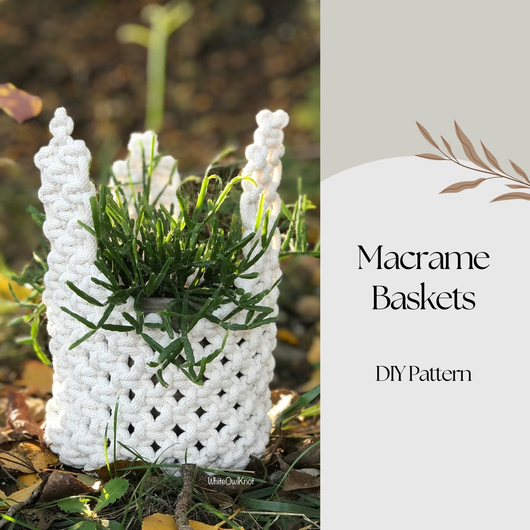 PDF Pattern Macrame Basket, Macrame Planter, Macrame Plant Hanger ...