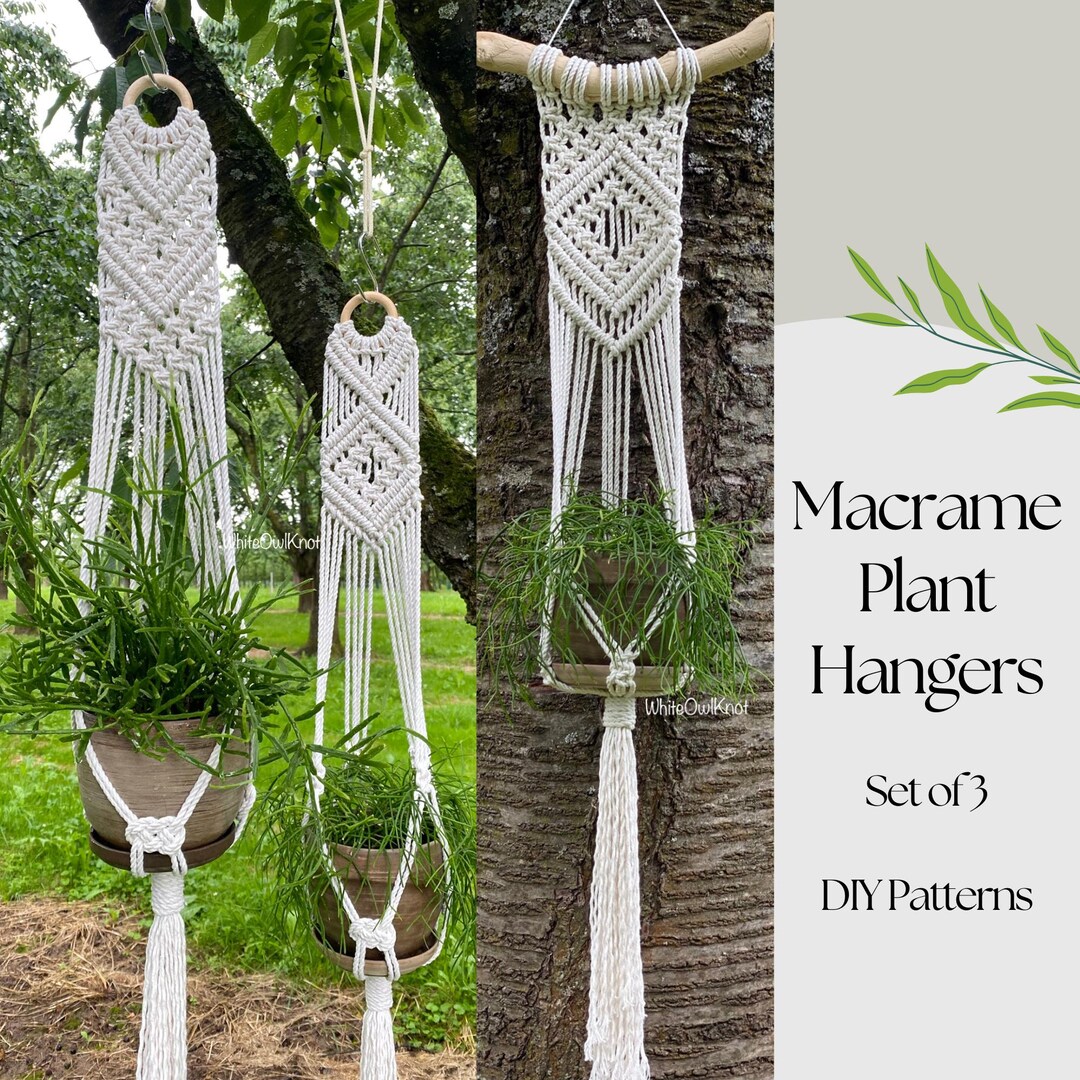SET of 3 Macrame Plant Hanger Patterns: Geometric Wall Hangers PDF ...
