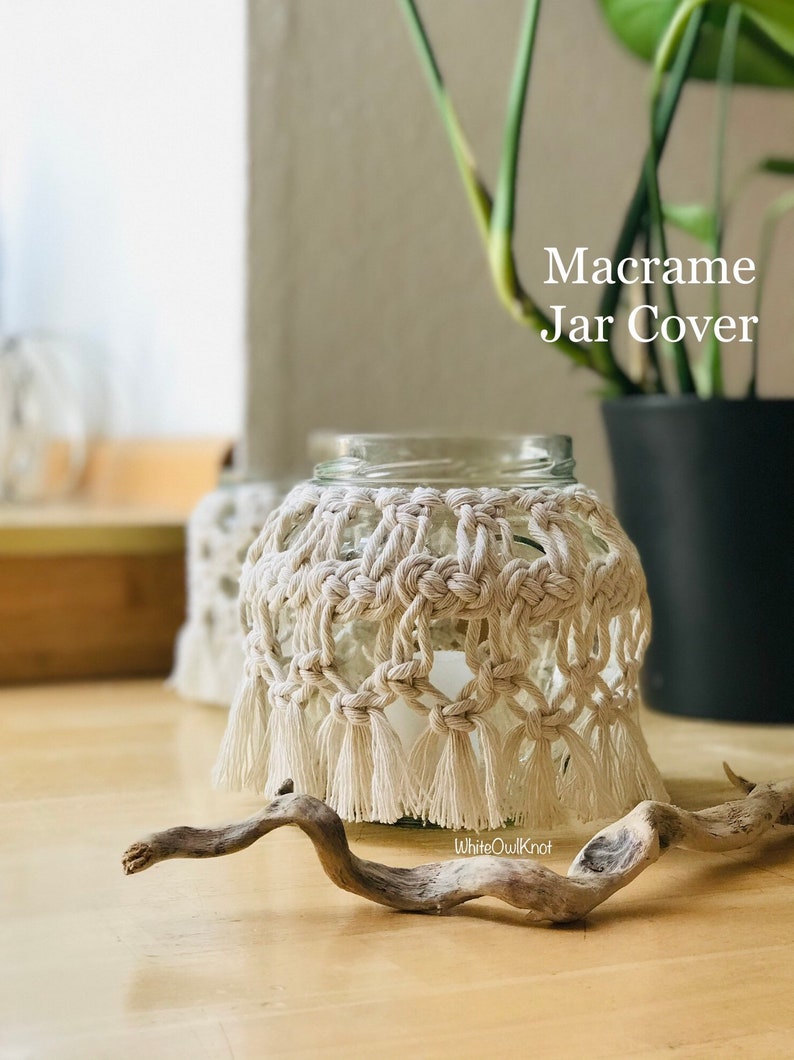 Macrame Jar Cover PDF Pattern - Josephine Knot Tutorial - Macrame ...