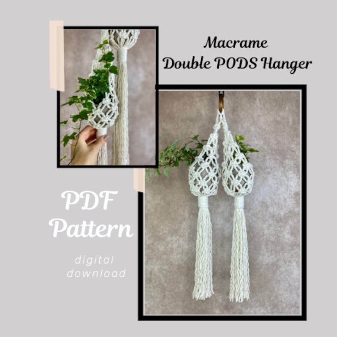 PDF Pattern Macrame Double Pod Planter Macrame Plant Hanger - Etsy