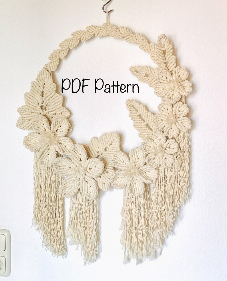 Macrame PATTERN Flower Wreath Written PDF Set of Macrame PDF - Etsy