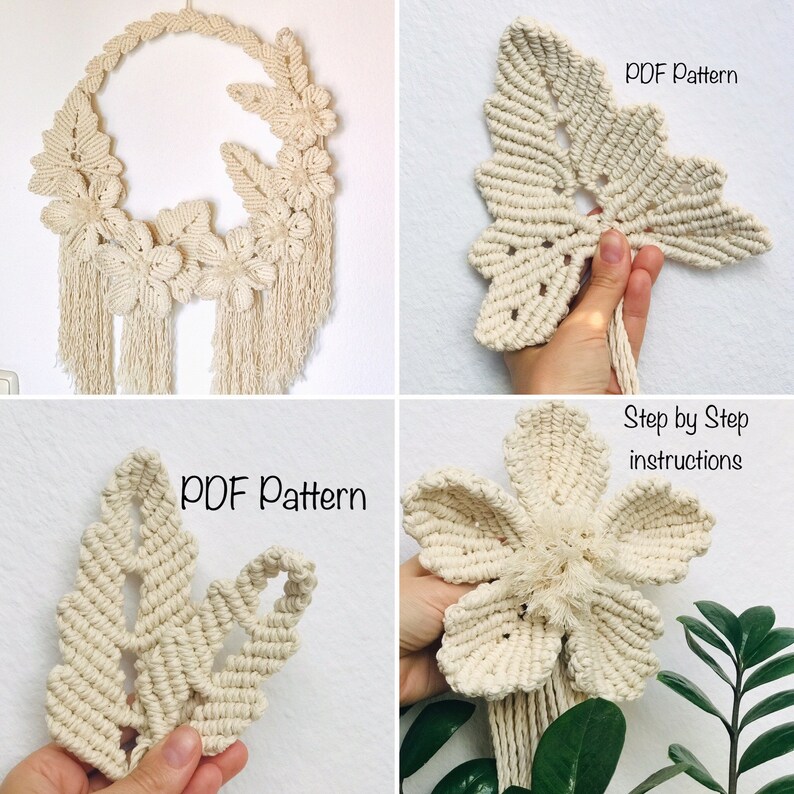 Macrame PATTERN Flower Wreath Written PDF Set of Macrame PDF - Etsy