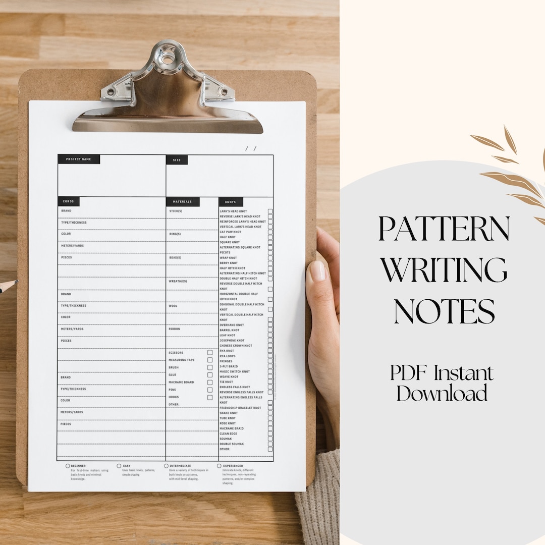 PATTERN WRITING NOTES. Crafting Convenience: Macrame Pattern Writing ...